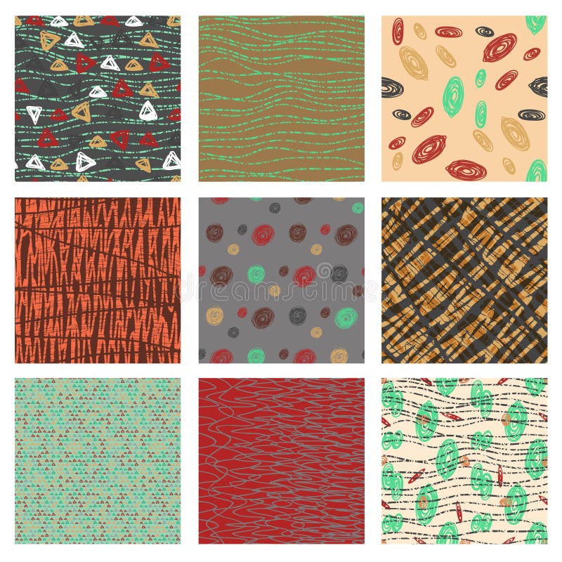 Set of hand drawn patterns stock vector. Illustration of modern - 72585739
