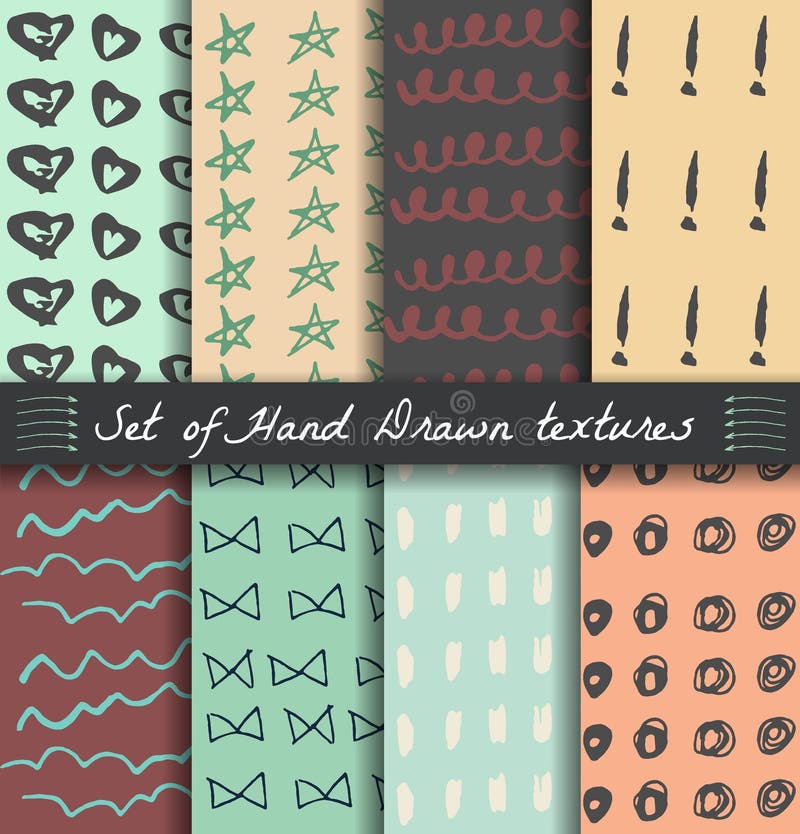 Set of hand drawn patterns stock vector. Illustration of hand - 56645915