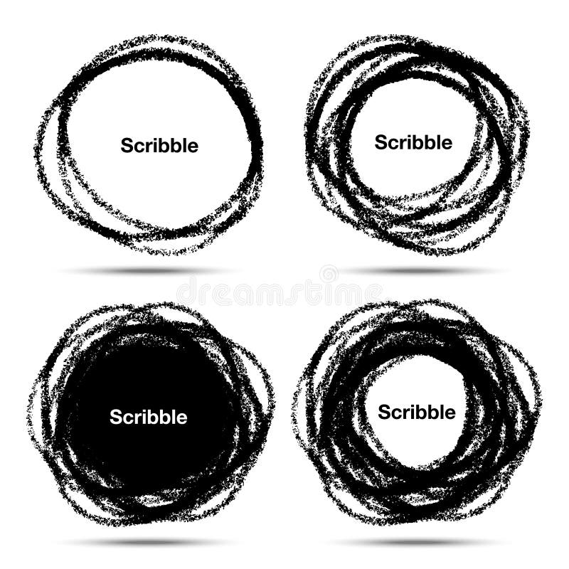 Set of Hand Drawn in Pencil Scribble Circles Stock Vector ...