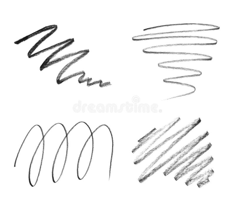 Set with Hand Drawn Pencil Scribble on White Background, Top View Stock ...
