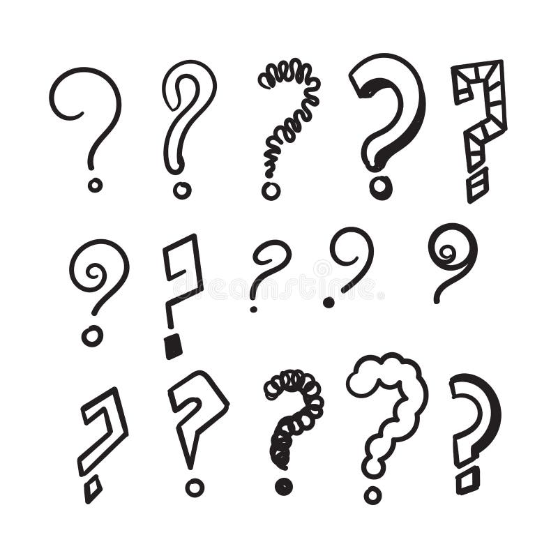 Set of Hand Drawn Question Marks. Doodle Questions Marks Set Stock ...