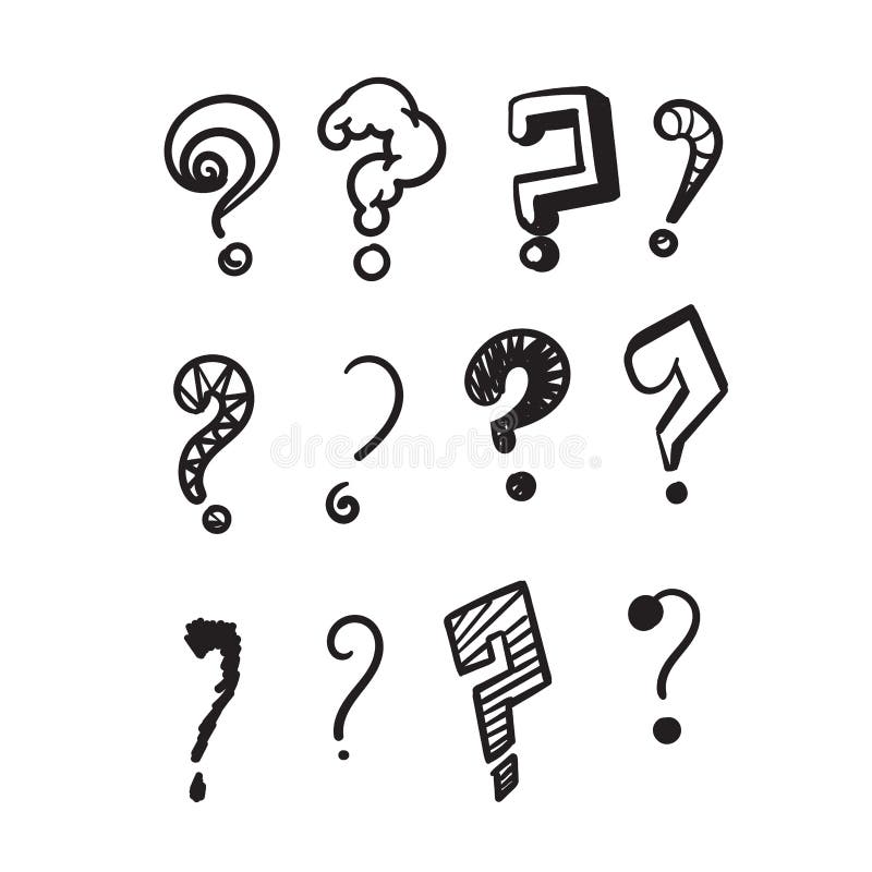 Set of Hand Drawn Question Marks. Doodle Questions Marks Set. Vector ...