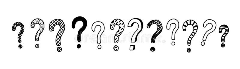 Set of Hand Drawn Question Marks. Vector Illustration. Stock Vector ...