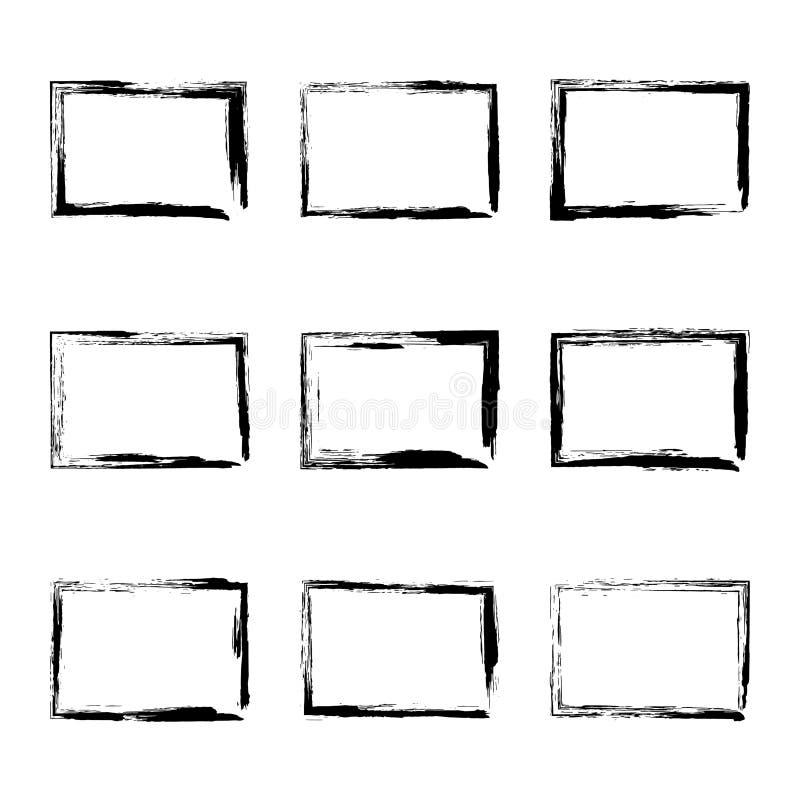 Set Hand Drawn Rectangle Frame. Stock Vector - Illustration of blank ...