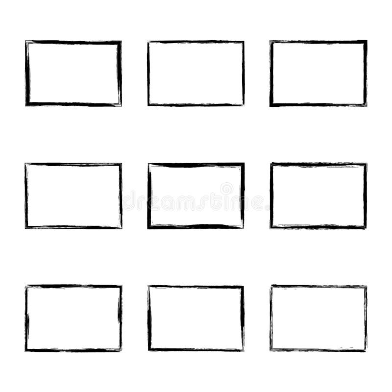 Set Hand Drawn Rectangle Frame. Stock Vector - Illustration of ...
