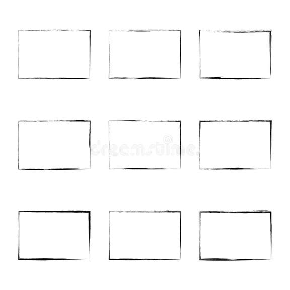 Set Hand Drawn Rectangle Frame. Stock Vector - Illustration of felt ...