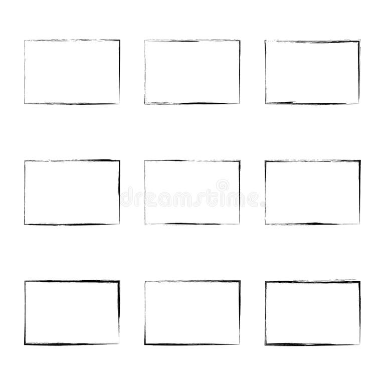 Set Hand Drawn Rectangle Frame. Stock Vector - Illustration of felt ...