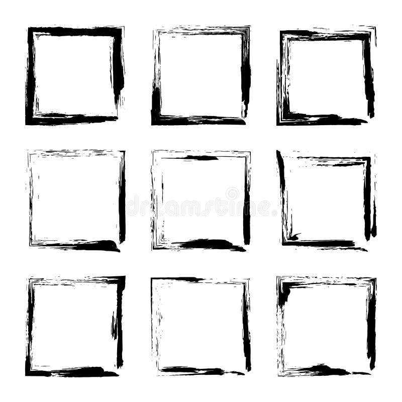 Set Hand Drawn Rectangle Frame. Stock Vector - Illustration of frame ...