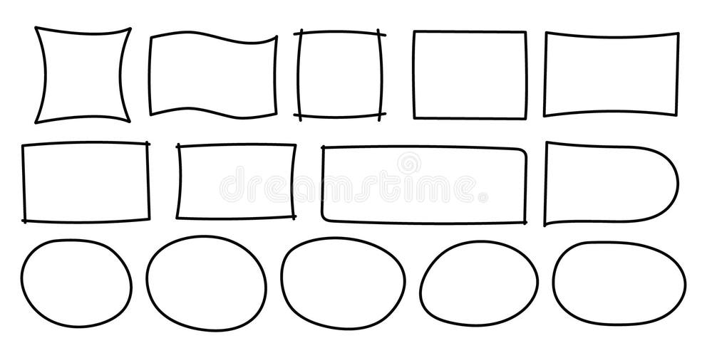 Set of Hand Drawn Rectangle. Text Box and Frames Stock Vector ...