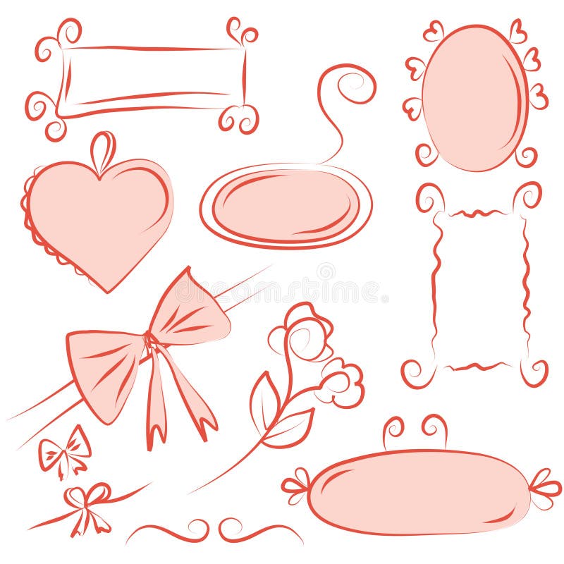 Set of Hand-drawn Red Frames Stock Vector - Illustration of color ...