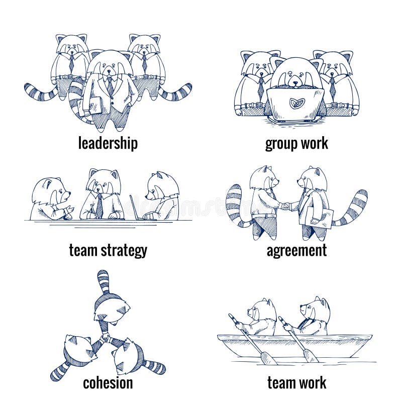 Set of Hand Drawn Red Panda Concept Illustrations Stock Vector ...