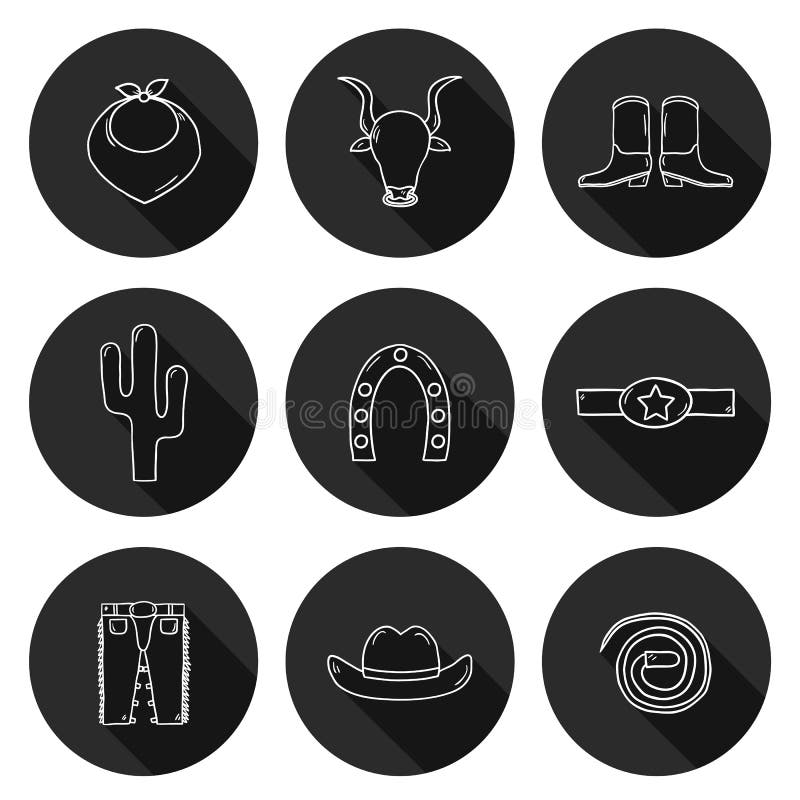 Set rodeo icons stock vector. Illustration of boots, decorative - 81888808