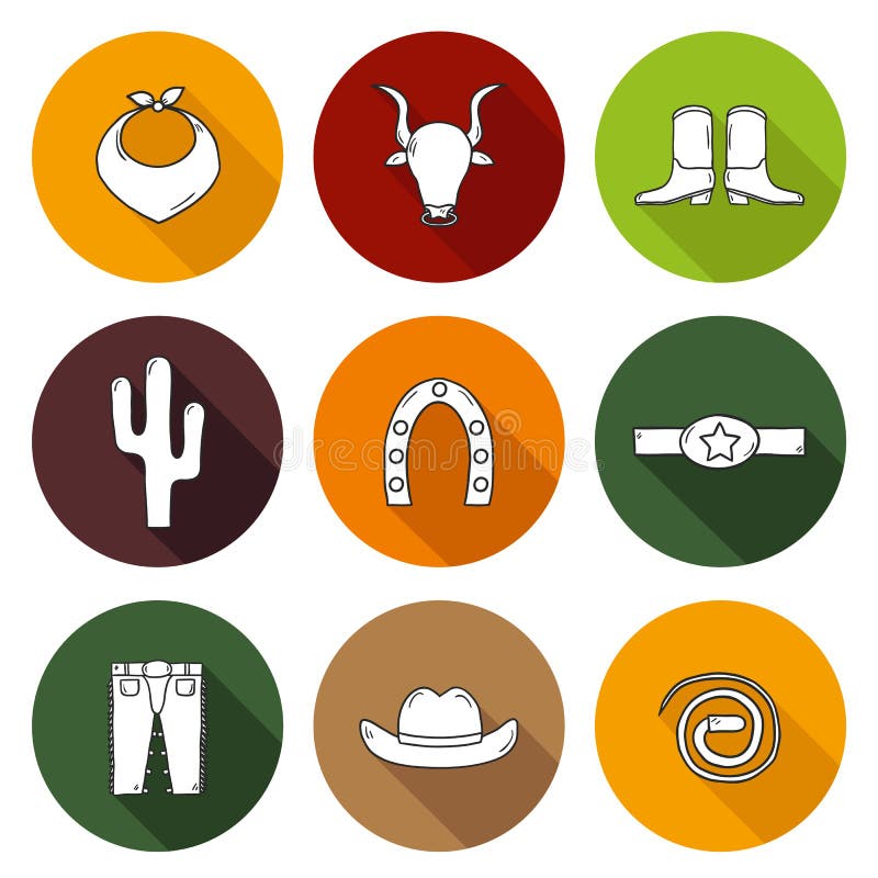 Set rodeo icons stock vector. Illustration of boots, decorative - 81888808