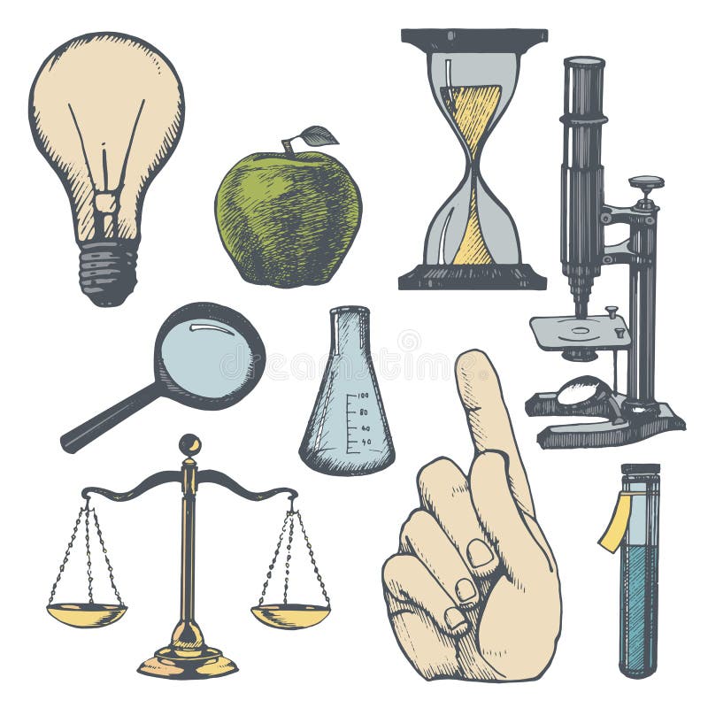 Set of Hand Drawn Science Objects. Stock Vector - Illustration of ...