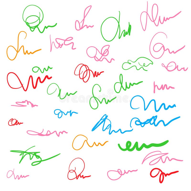 Set of Signature Samples To Use in Your Design. Vector Illustration ...