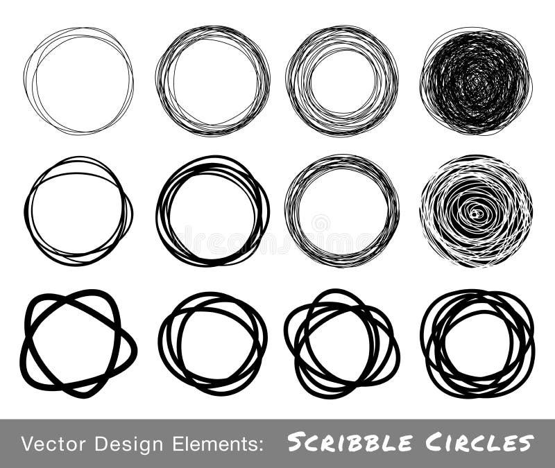 Set of 16 Hand Drawn Scribble Circles Stock Vector - Illustration of element, flower: 47765808