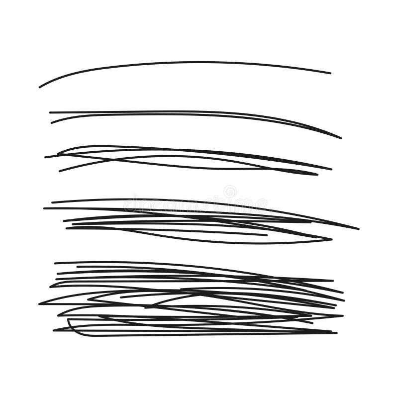 Pen Scrabble Lines Set, Vector Hand Drawn Brush Stripes, Pencil Underline, Marker Wavy Strokes ...