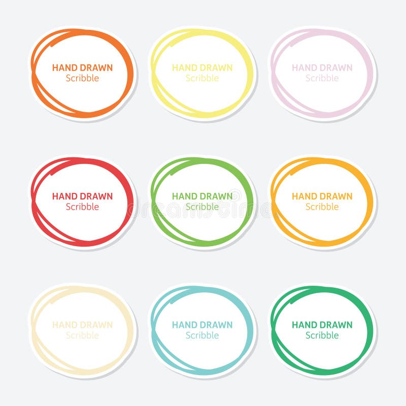 Set of Hand Drawn Scribble Sticker Stock Vector - Illustration of ...
