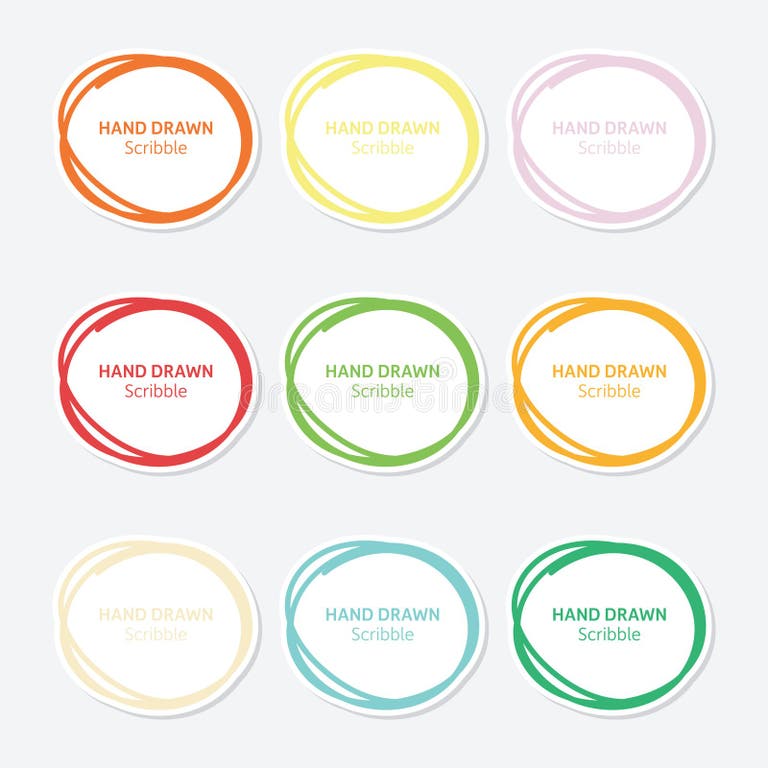 Set of Hand Drawn Scribble Sticker Stock Vector - Illustration of ...