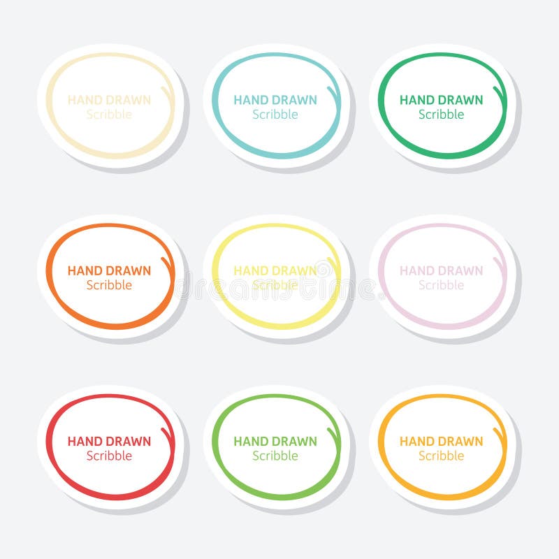 Set of Hand Drawn Scribble Sticker Stock Vector - Illustration of ...