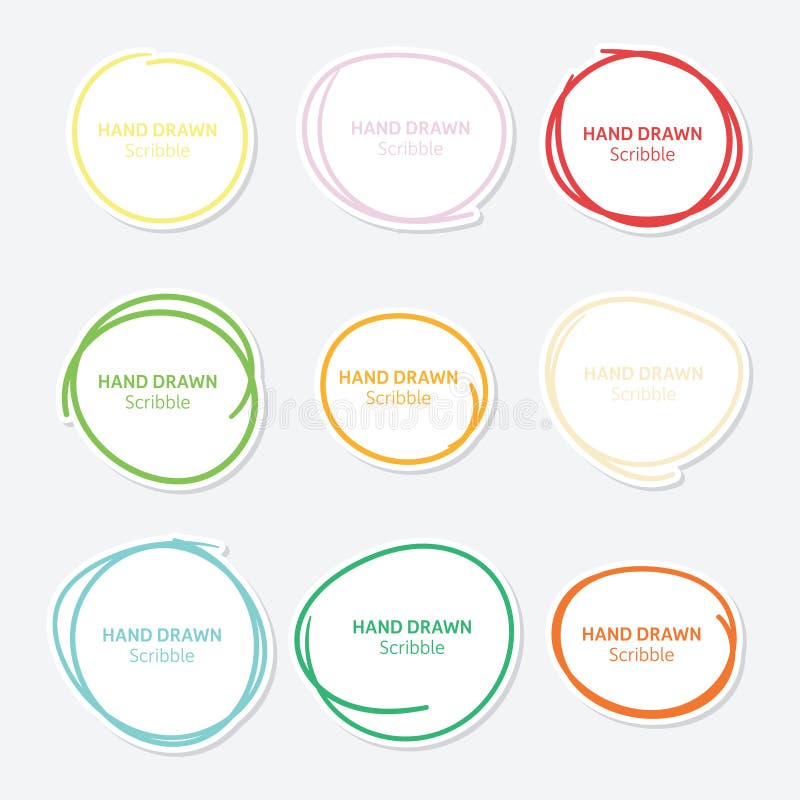 Set of Hand Drawn Scribble Sticker Stock Vector - Illustration of ...