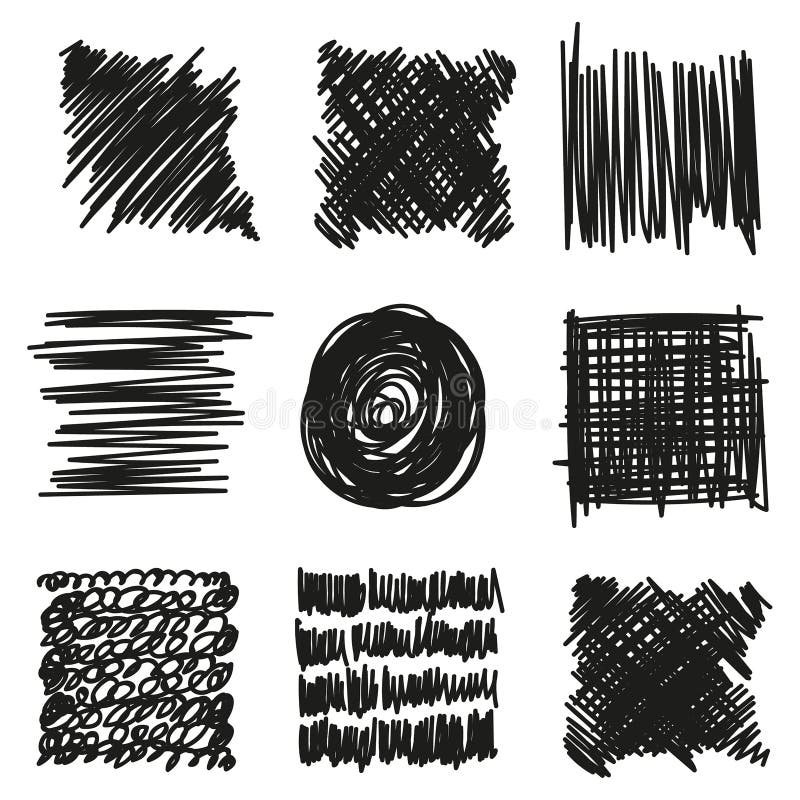 Set of Hand Drawn Scribble Symbols Stock Vector - Illustration of ...