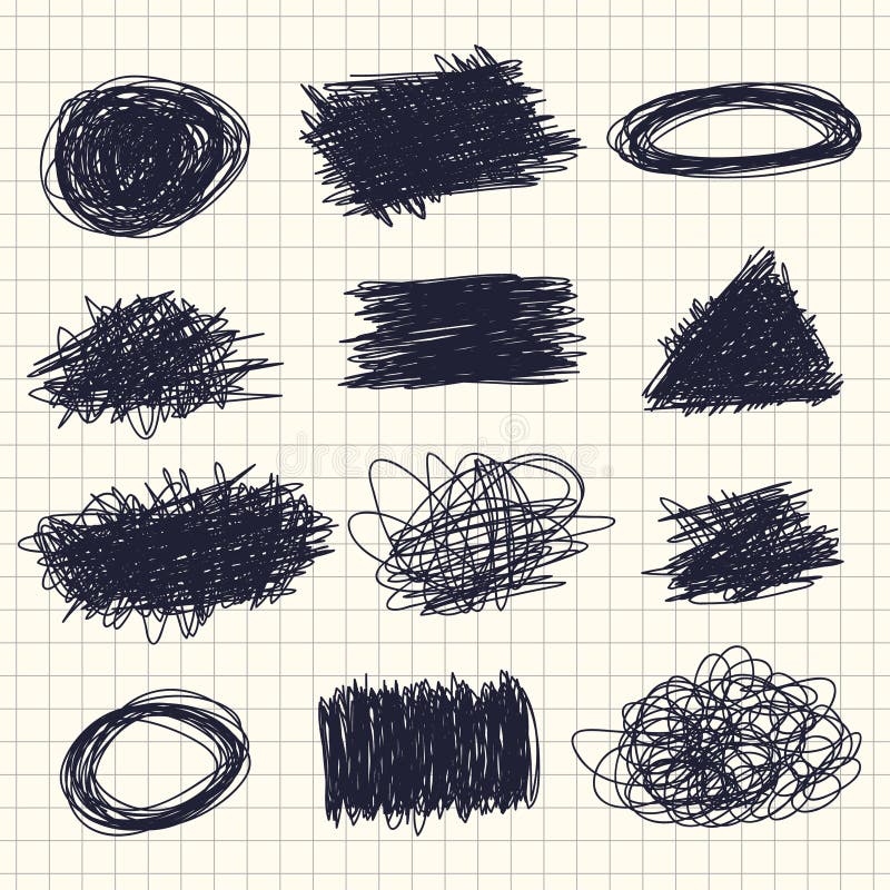 Set of Hand Drawn Scribbles. Stock Vector - Illustration of drawn ...