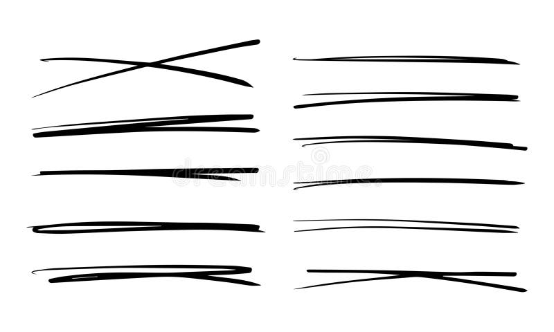 Set of Hand Drawn Scribbles, Underline with Marker, Pen, Pencil. Black ...