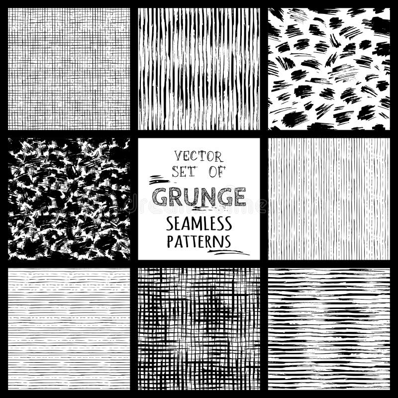 Set of Hand-drawn Seamless Brush Strokes Patterns. Stock Vector ...
