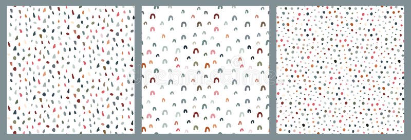 Set of Hand Drawn Seamless Patterns. Endless Vector Backgrounds of ...