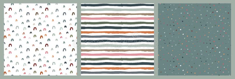 Set of Hand Drawn Seamless Patterns. Endless Vector Backgrounds of ...