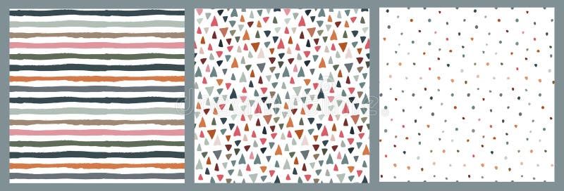 Set of Hand Drawn Seamless Patterns. Endless Vector Backgrounds of ...