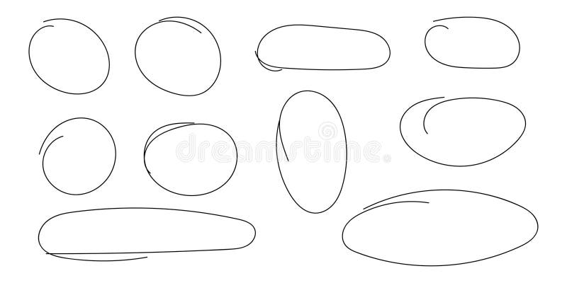 A Set of Hand-drawn, Simple Oval and Circular Shapes with Varied Styles ...