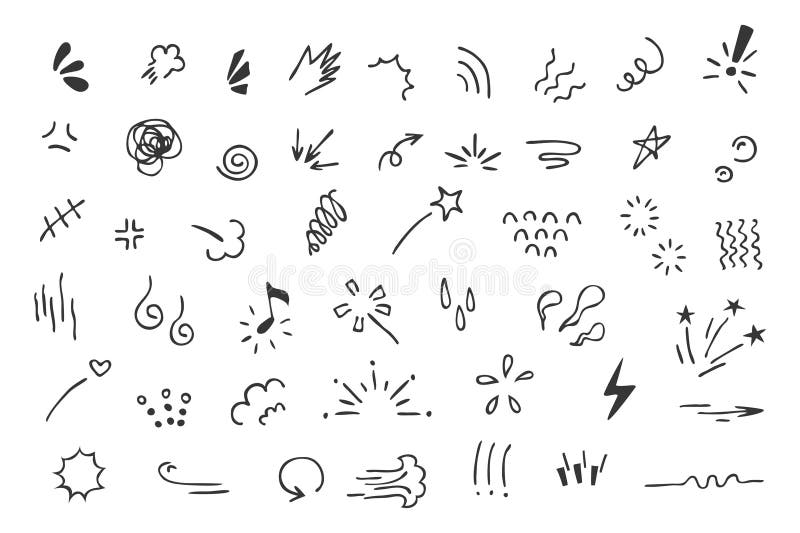Hand Drawn Doodle Elements Set on White Background Stock Vector ...