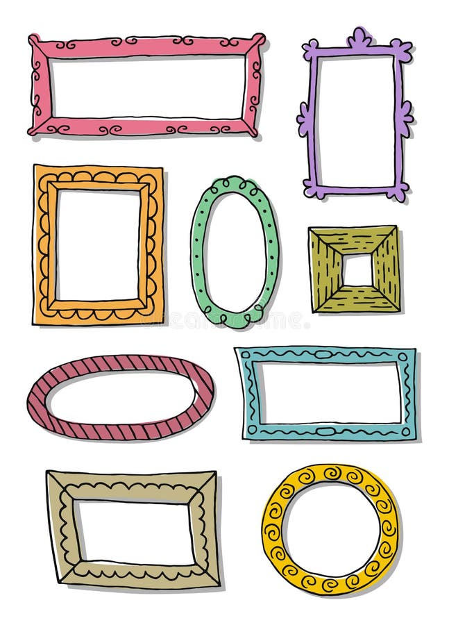 Set of Hand Drawn Sketch Frames. Stock Vector - Illustration of hand ...