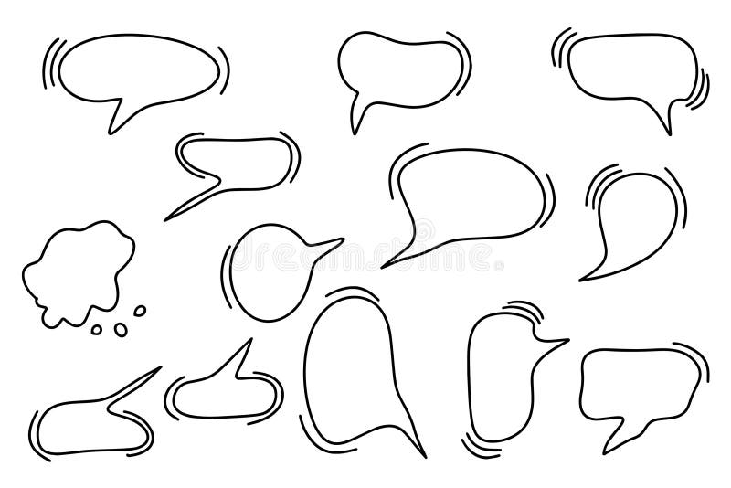 Set of Hand Drawn Speech Bubbles. Speech Bubble for Conversation and ...