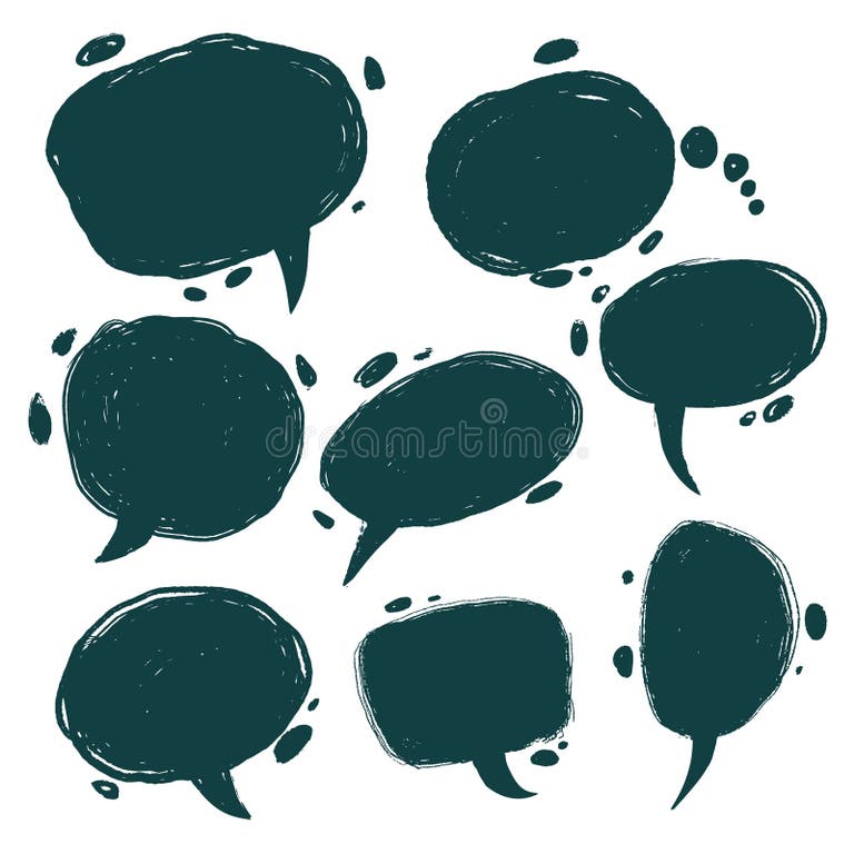 Set of Hand Drawn Speech Bubbles. Communication Speech Balloons Stock ...