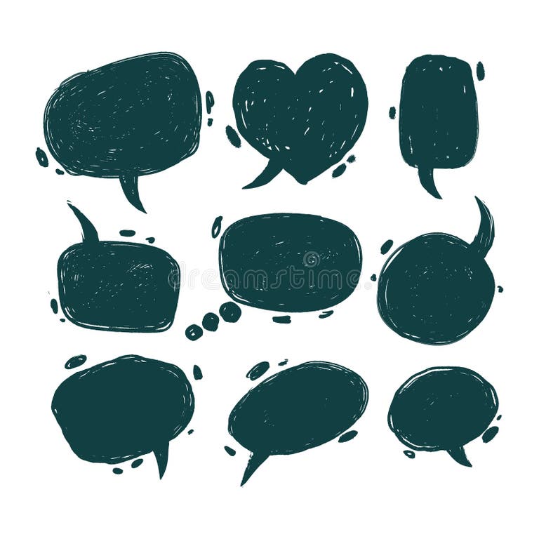 Set of Hand Drawn Speech Bubbles. Communication Speech Balloons Stock ...
