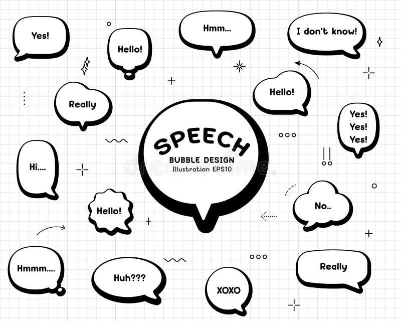 Set Hand Drawn Speech Bubbles. Empty Text Box Different Shapes Balloons ...