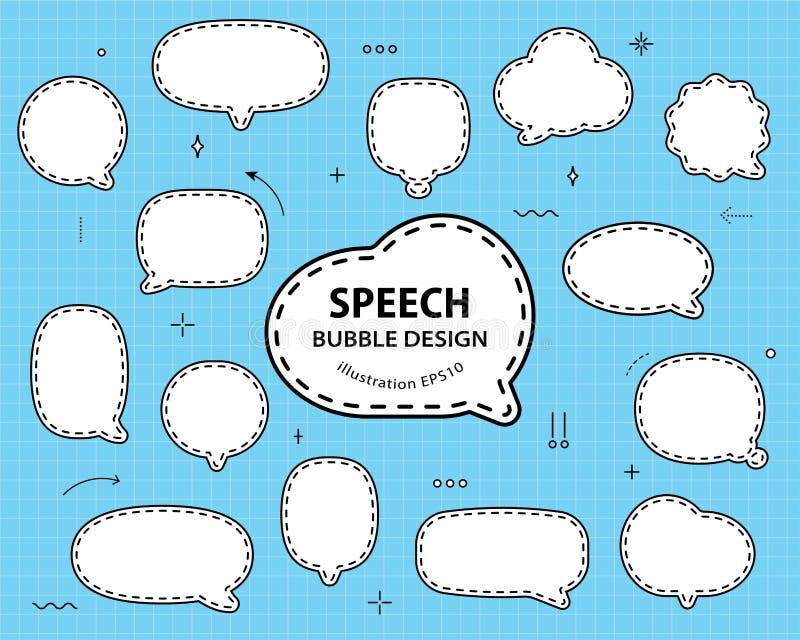 Set Hand Drawn Speech Bubbles. Empty Text Box Different Shapes Balloons ...