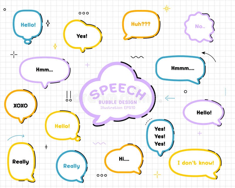 Set Hand Drawn Speech Bubbles. Empty Text Box Different Shapes Balloons ...