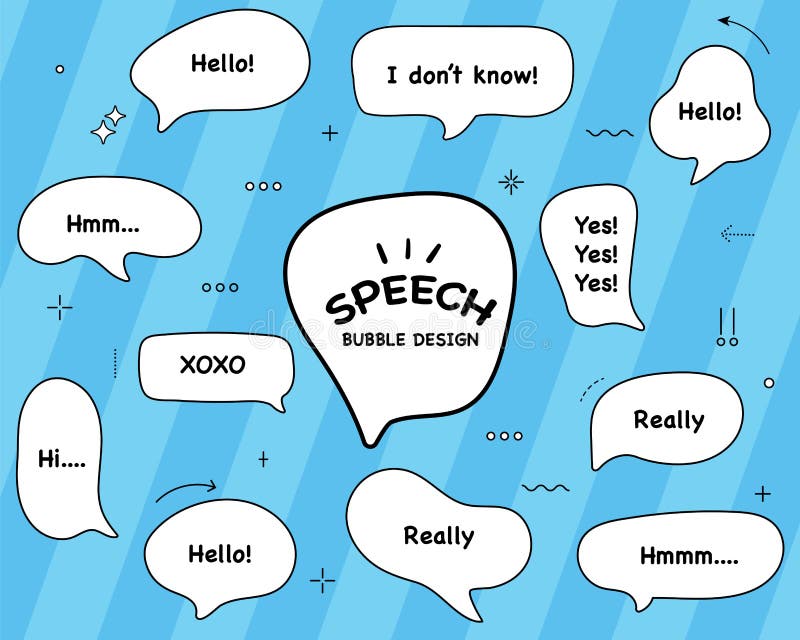 Set Hand Drawn Speech Bubbles. Empty Text Box Different Shapes Balloons ...