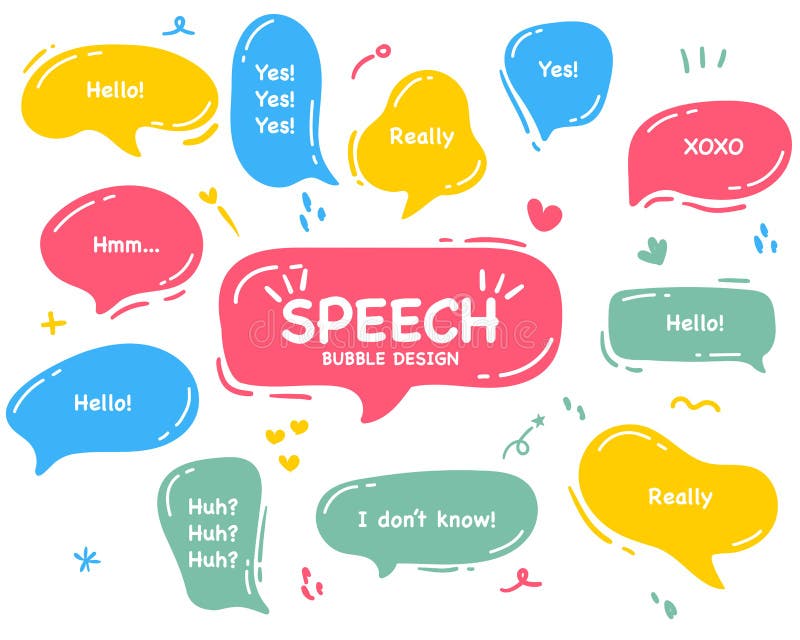 Set Hand Drawn Speech Bubbles. Empty Text Box Different Shapes Balloons ...