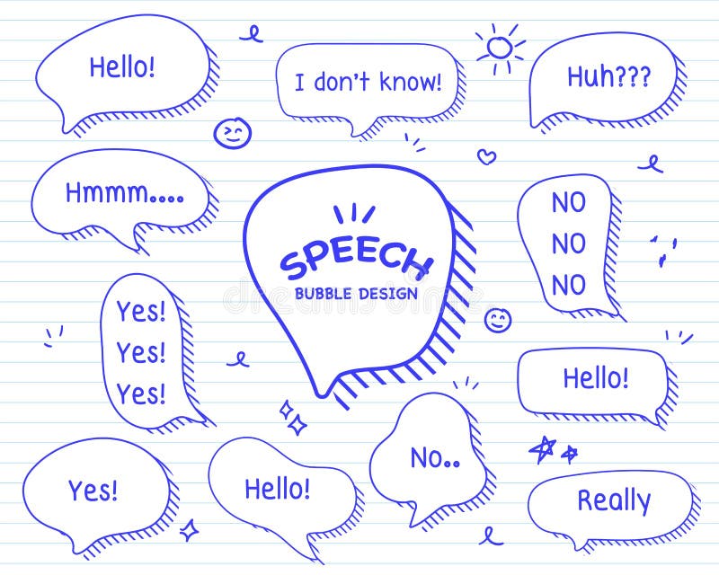 Set Hand Drawn Speech Bubbles. Empty Text Box Different Shapes Balloons ...