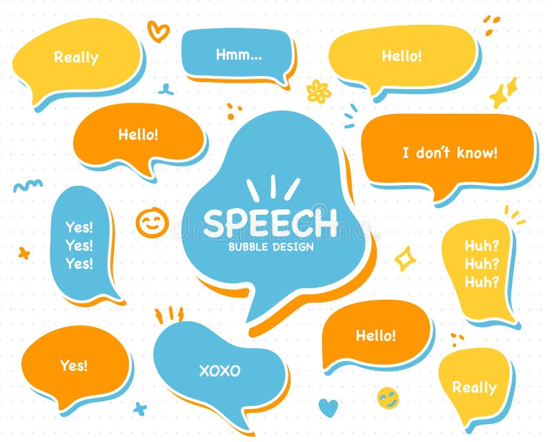 Set Hand Drawn Speech Bubbles. Empty Text Box Different Shapes Balloons ...