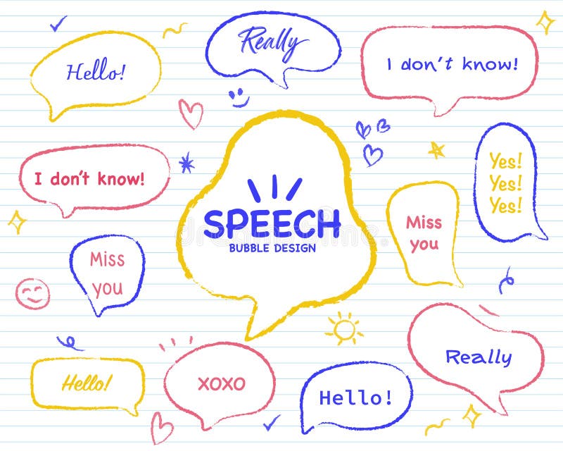 Set Hand Drawn Speech Bubbles. Empty Text Box Different Shapes Balloons ...