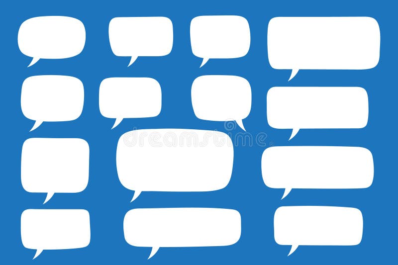 Set of Hand Drawn Speech Bubbles in Rectangular Shape. Speak Bubble for ...