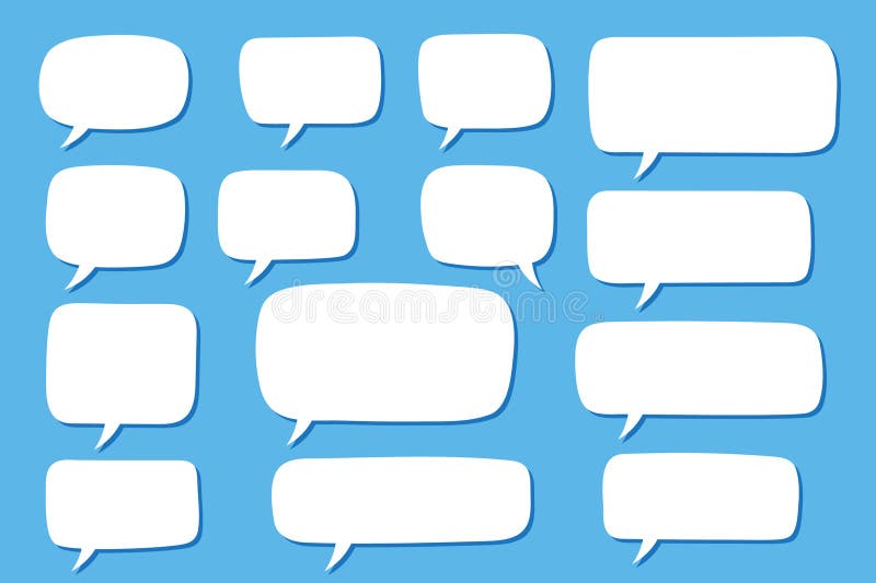 Set of Hand Drawn Speech Bubbles in Rectangular Shape. Speak Bubble for ...