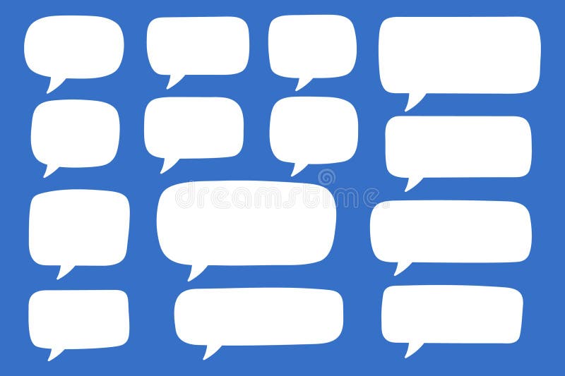 Set of Hand Drawn Speech Bubbles in Rectangular Shape. Speak Bubble for ...