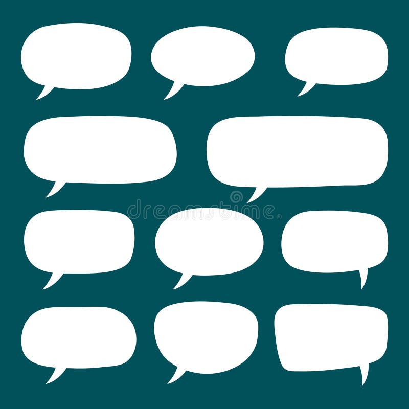 Set of Hand Drawn Speech Bubbles. Speak Bubble Text, Cartoon Chatting ...